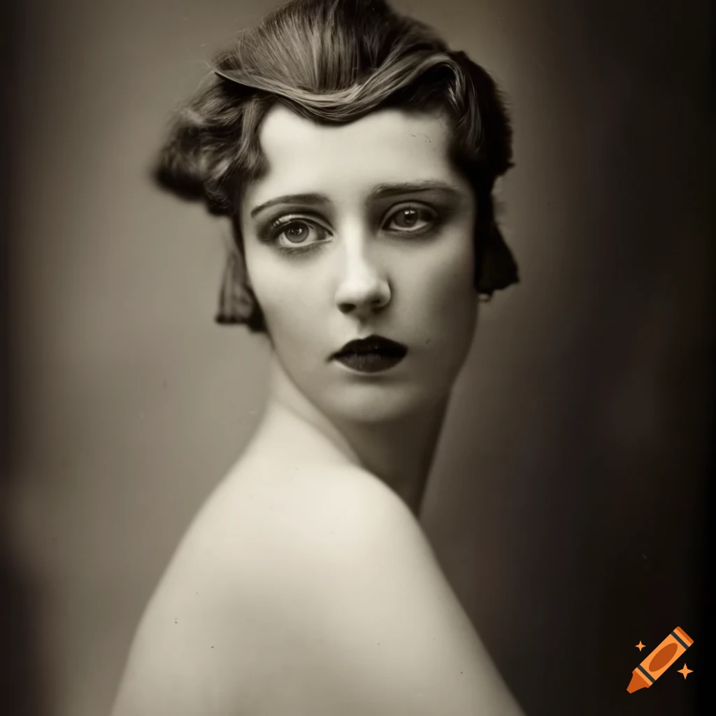 Dramatic, flapper girl, half body shot, bob hairstyle, portrait, 1900s ...