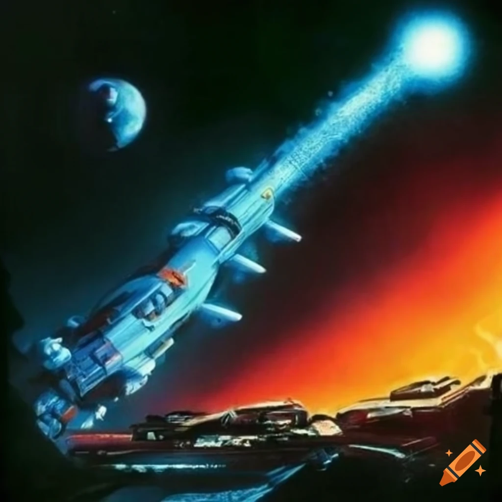 70s sci fi laser attack art on Craiyon