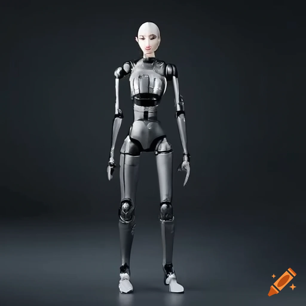 Tall black action female figure body humanoid robot