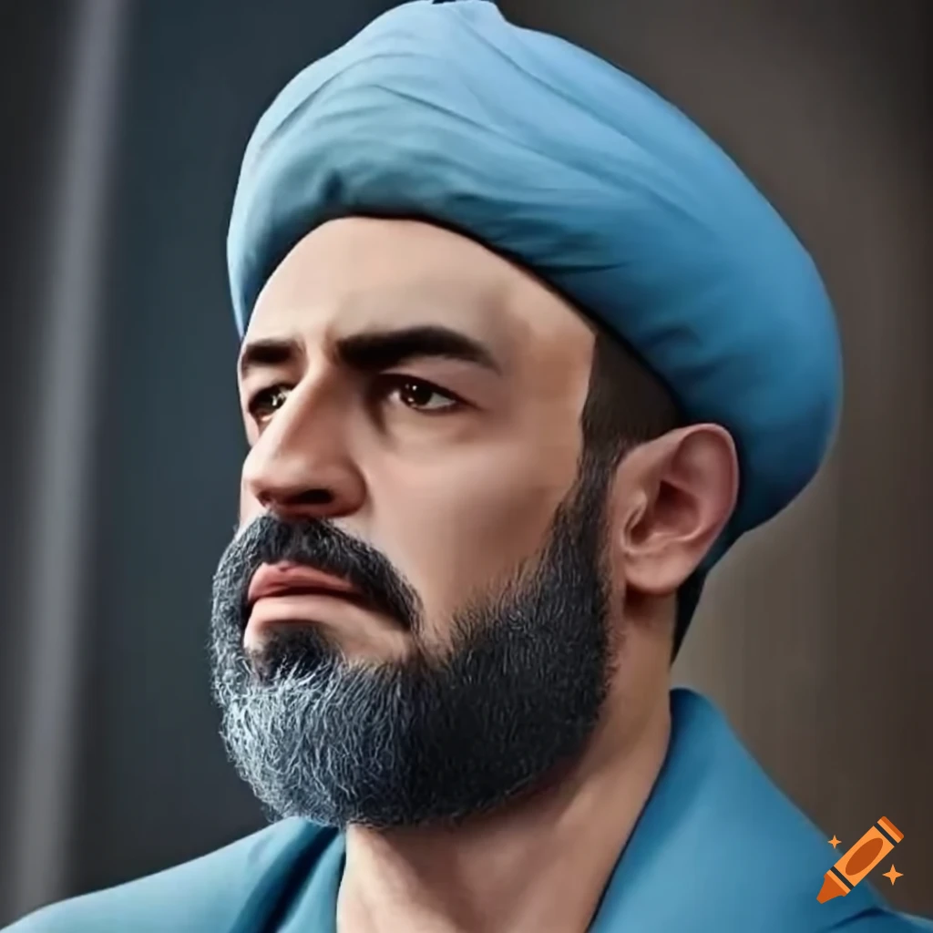 Algerian sultan with blue clothes , high quality , realistic