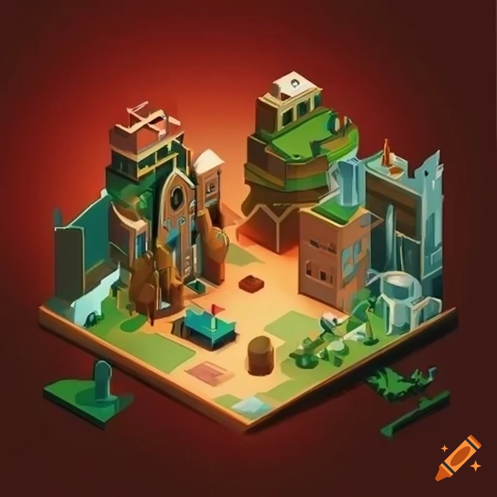 Isometric world on Craiyon