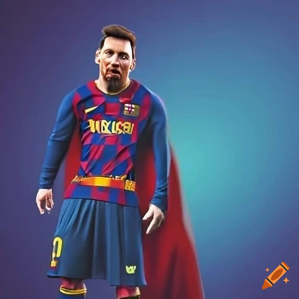 Lionel messi wearing a superhero cape on Craiyon