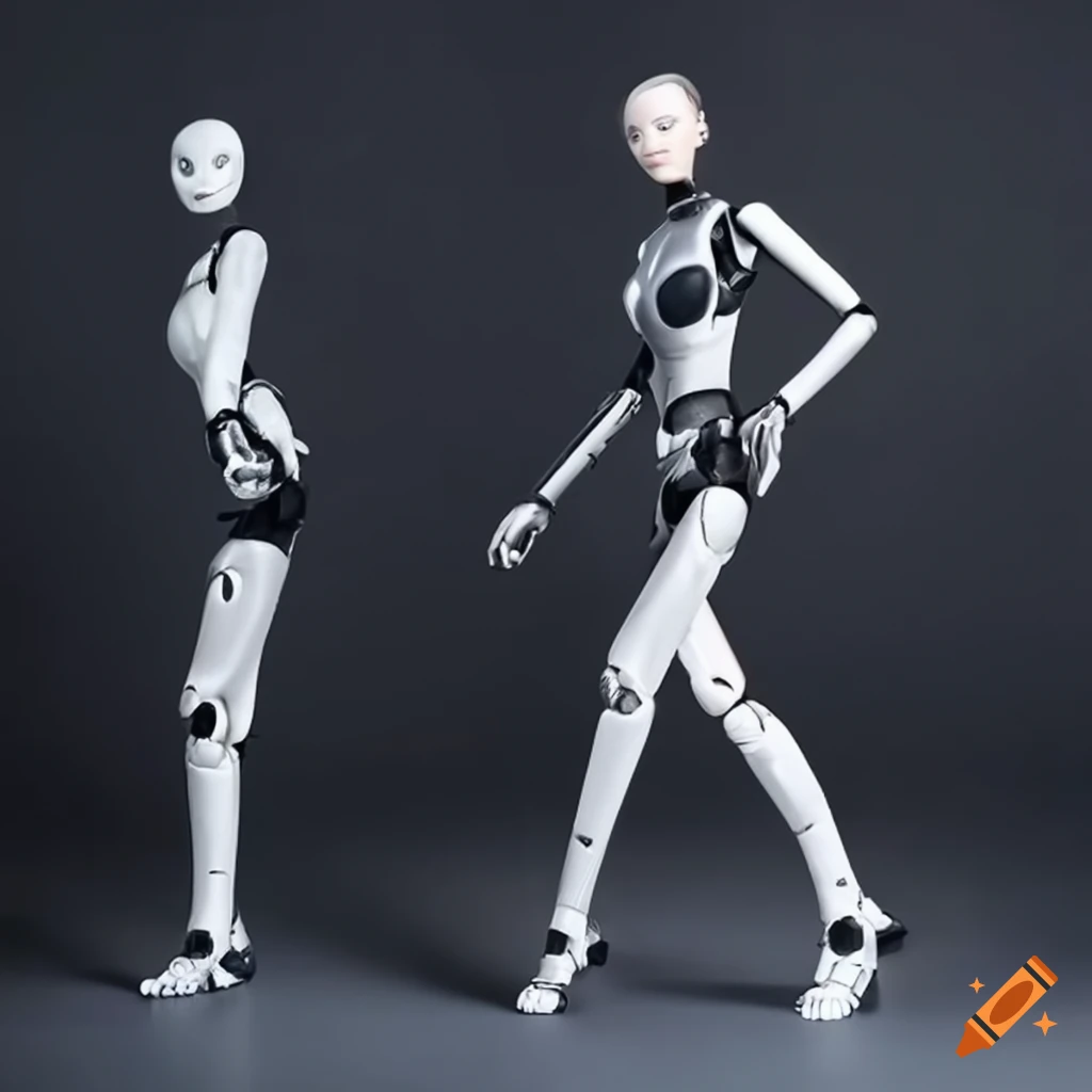 Tall black action female figure body humanoid robot