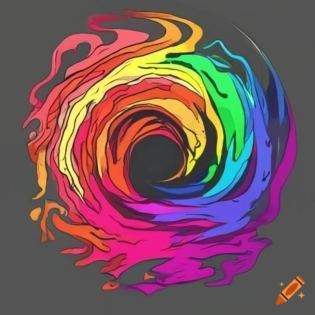 A vector drawing of a fire made of rainbow colors on Craiyon