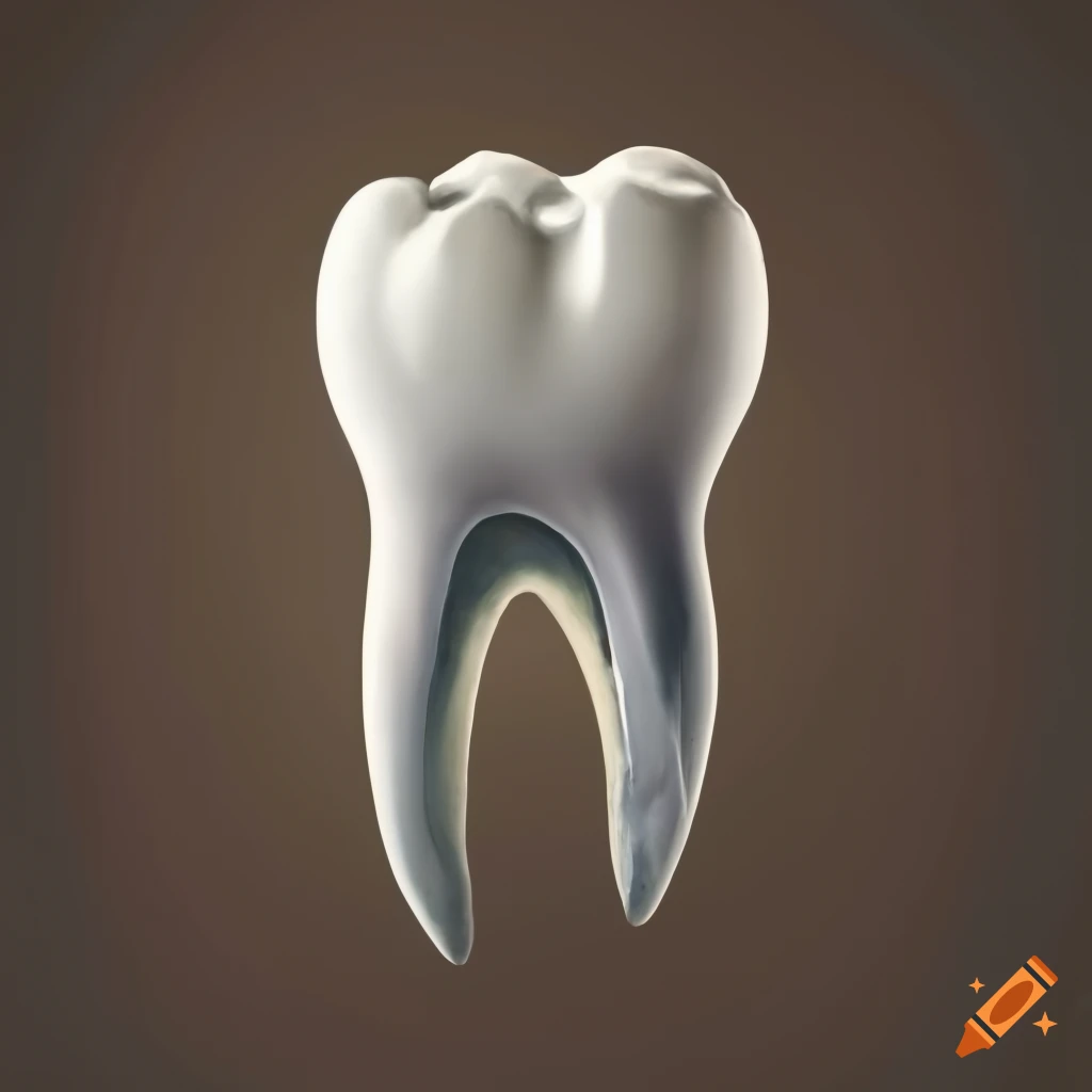 A painting representing a realistic molar on Craiyon