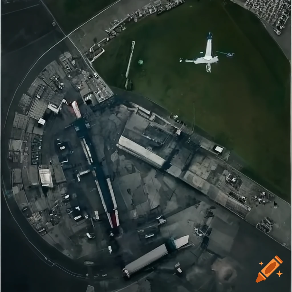 Remote sensing overhead view of a airport on Craiyon