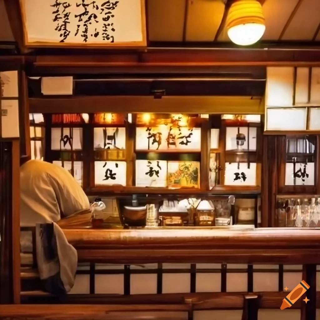 Counter inside of A traditional Japanese pub on Craiyon