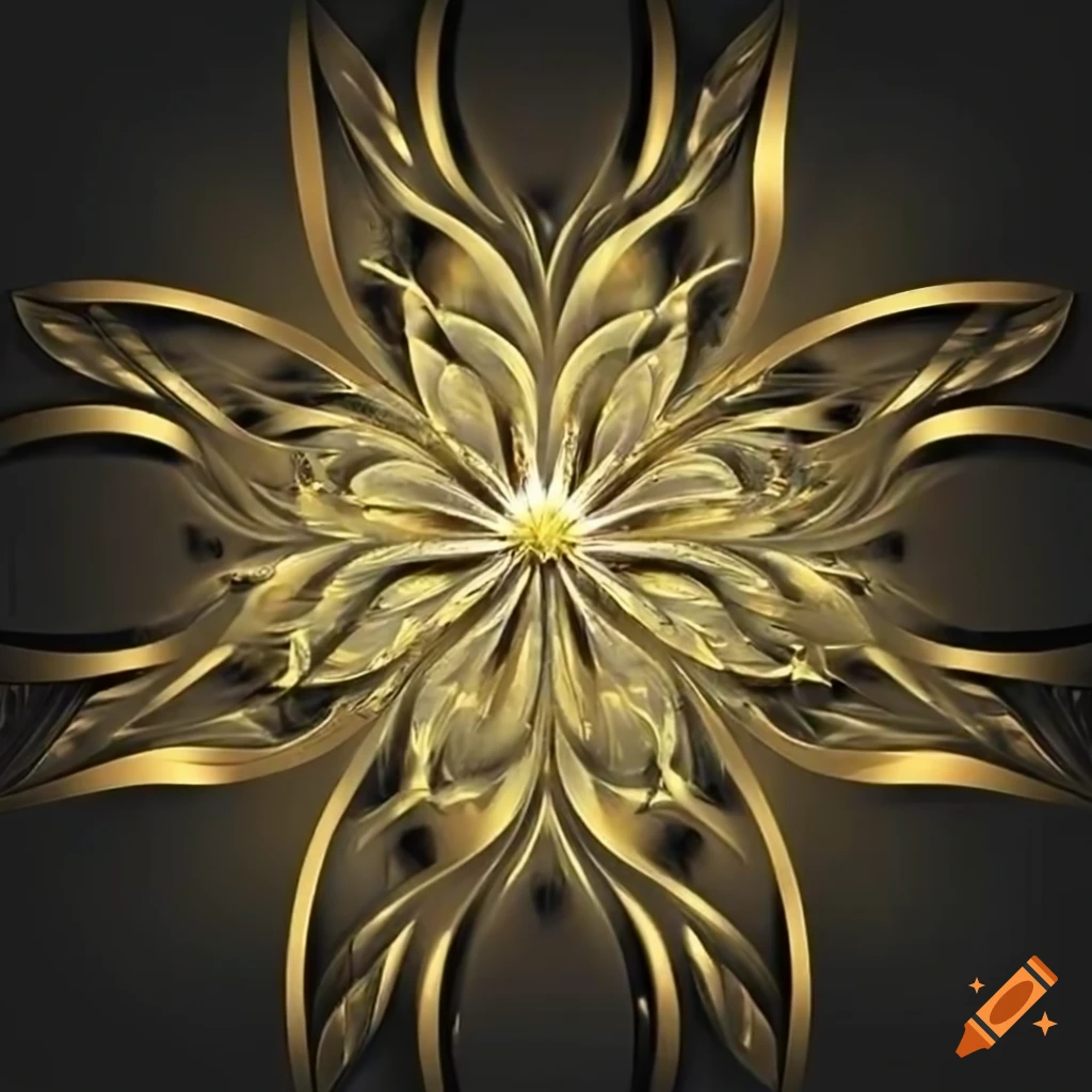 A beautiful platinum metallic design with a golden flower on Craiyon