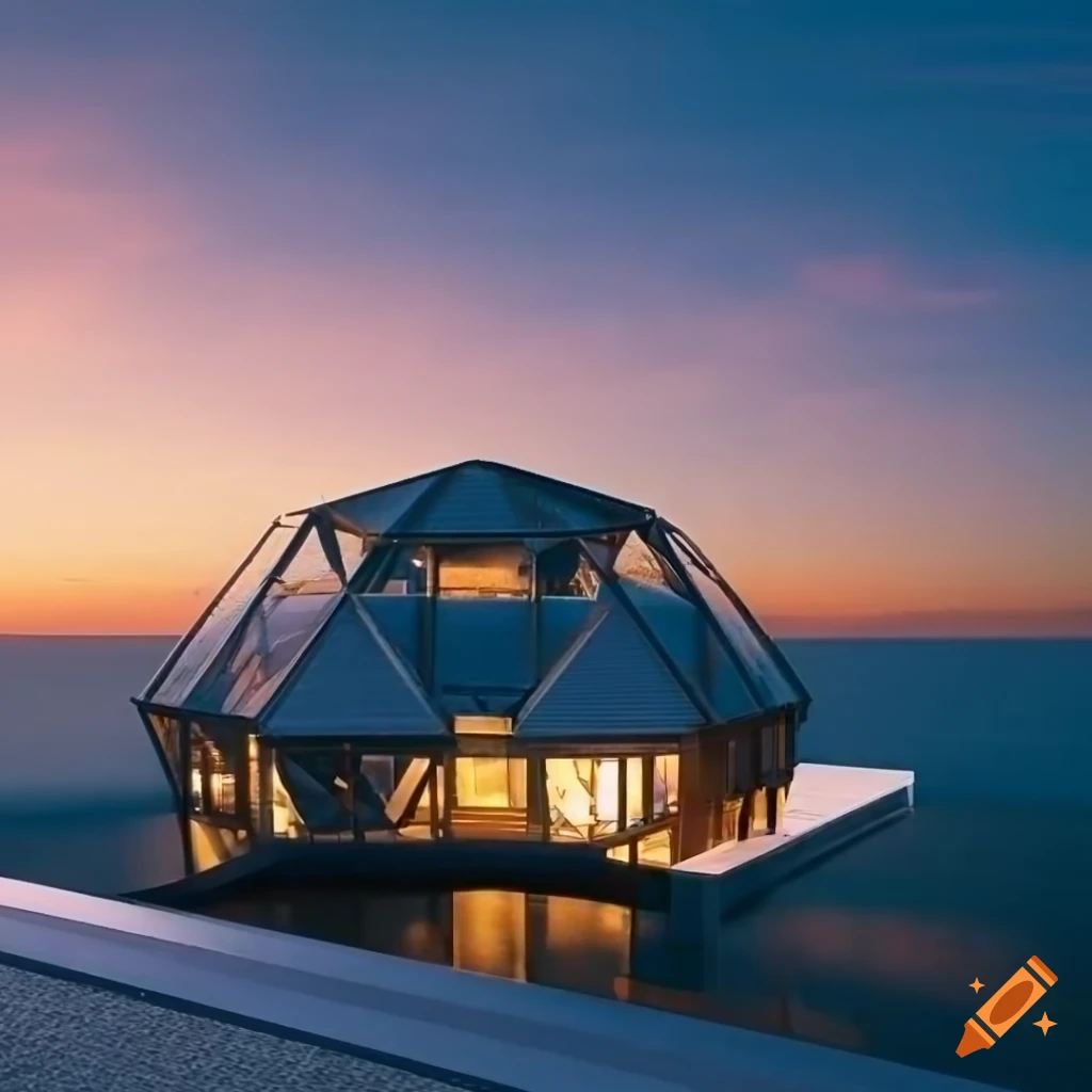 3d a large mansion great stellated dodecahedron shaped glass house ...