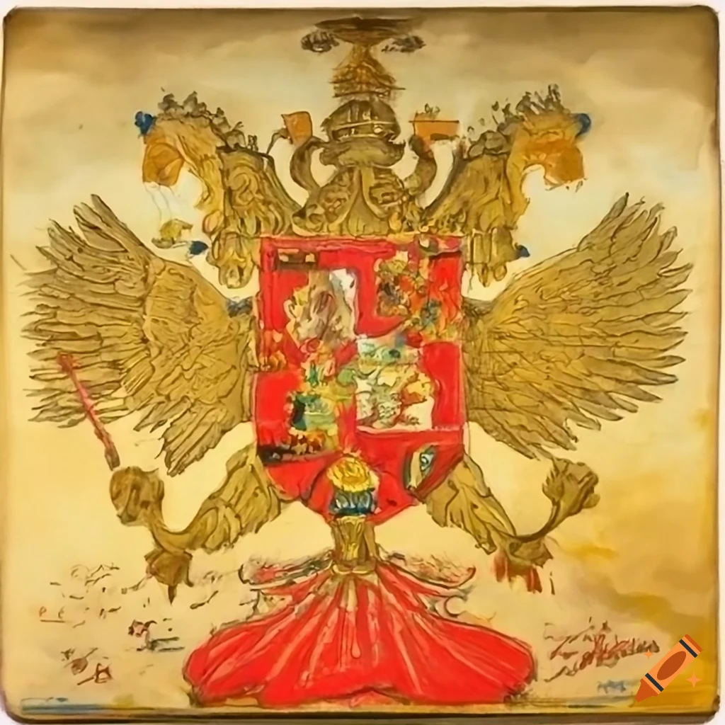 Coast of arms of russian empire. oil painting. very detailed drawing ...