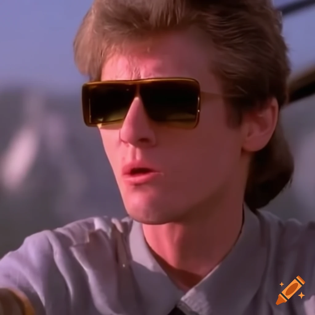 American man as sunglasses in back to the future 1985 scene