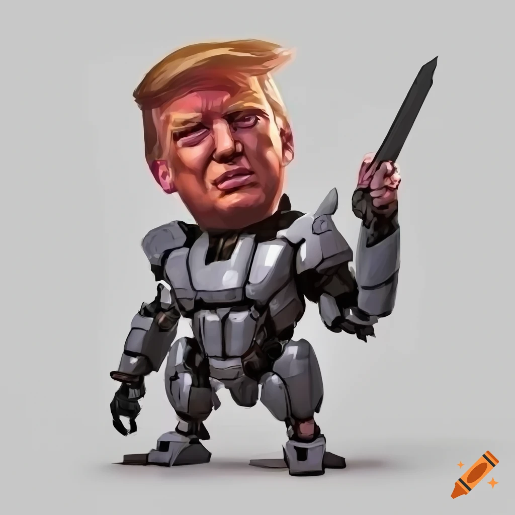 Mecha trump character, white background