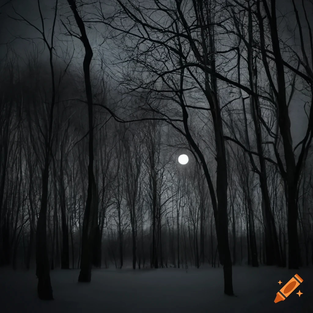 Silence; trees; moon; cold air; home