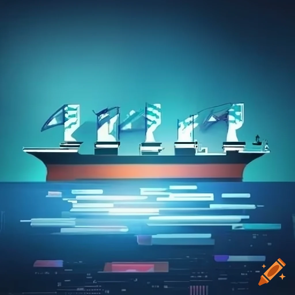 Analyzing data using graphs and charts with ship in the background