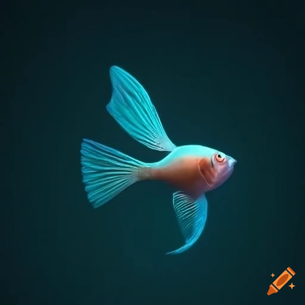 A winged fish in a dreamy atmosphere on Craiyon