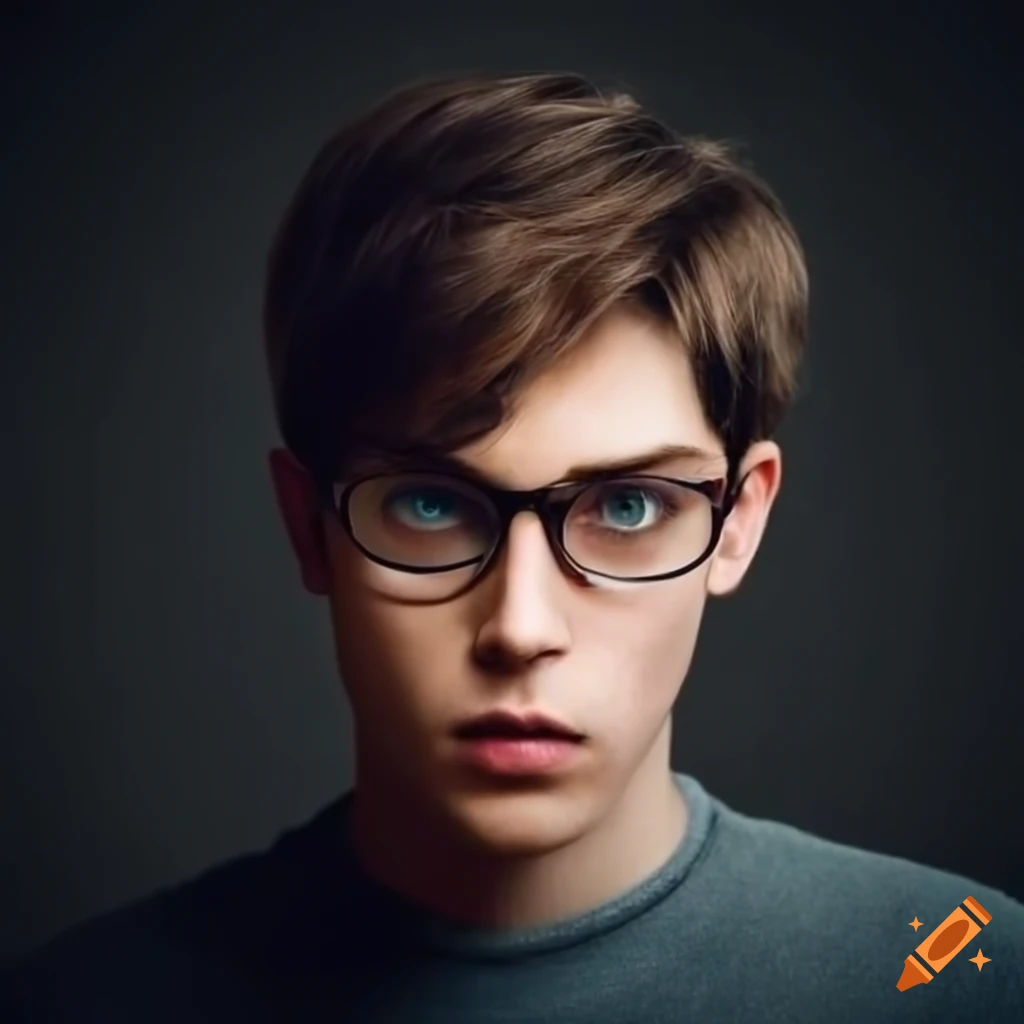 Handsome young man with glasses short brown hair and a scruff