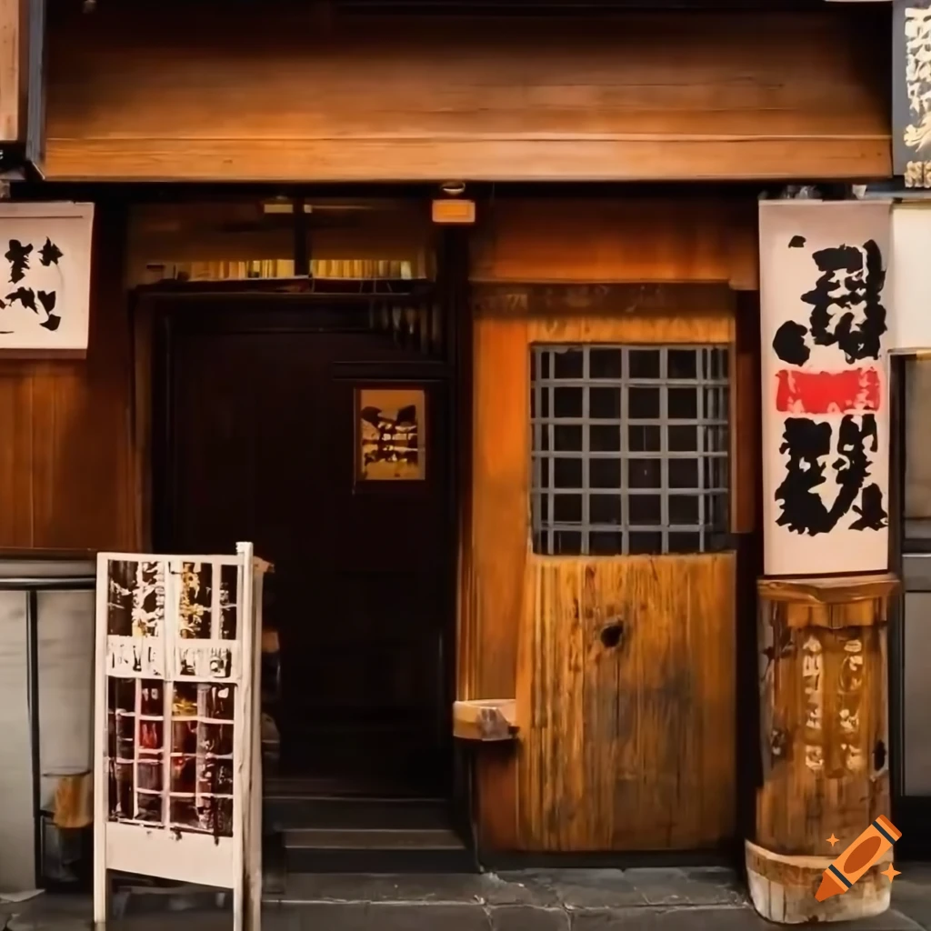 Entrance to an authentic Japanese izakaya bar in the daytime on Craiyon