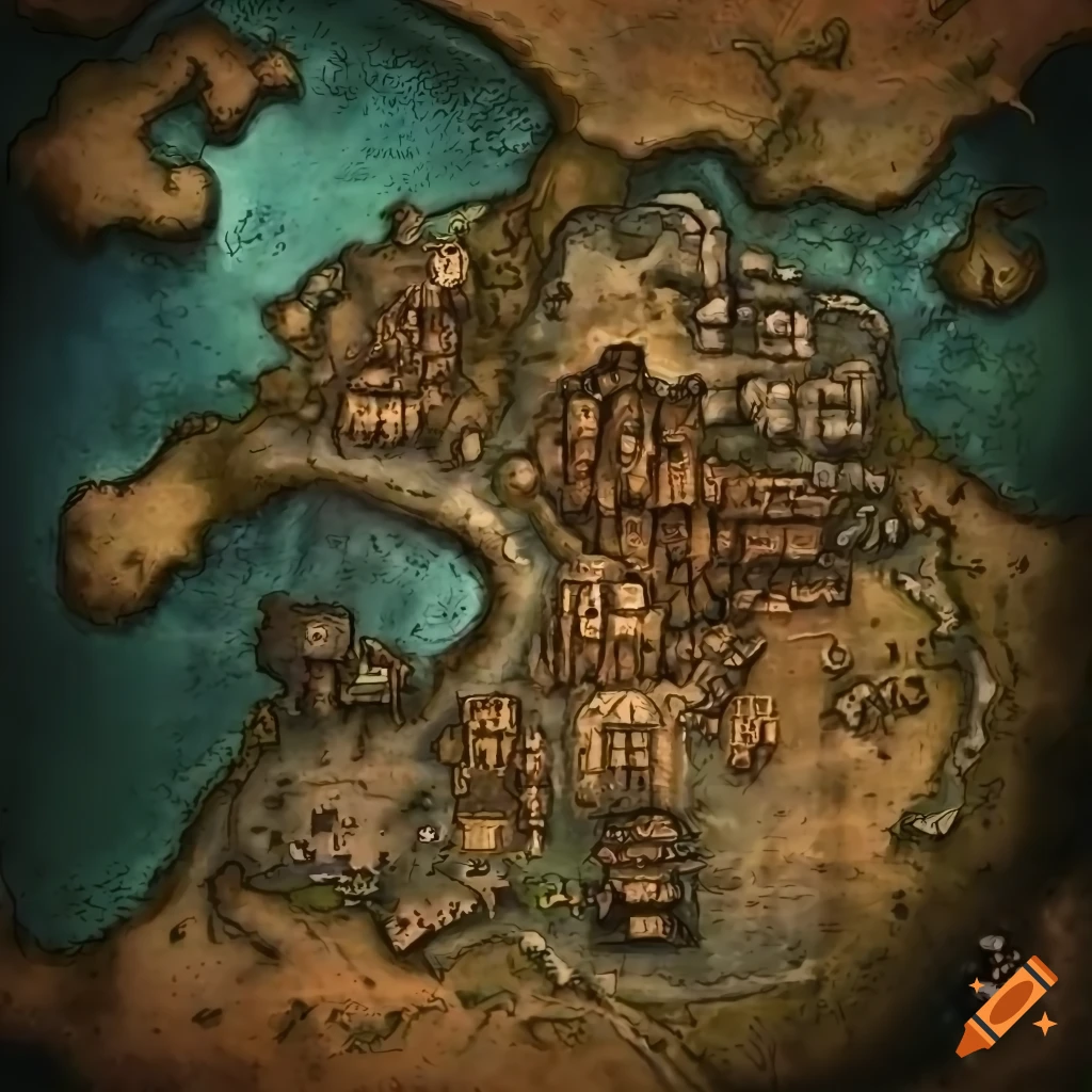 Dnd cities fantasy map mountain dwarf on Craiyon