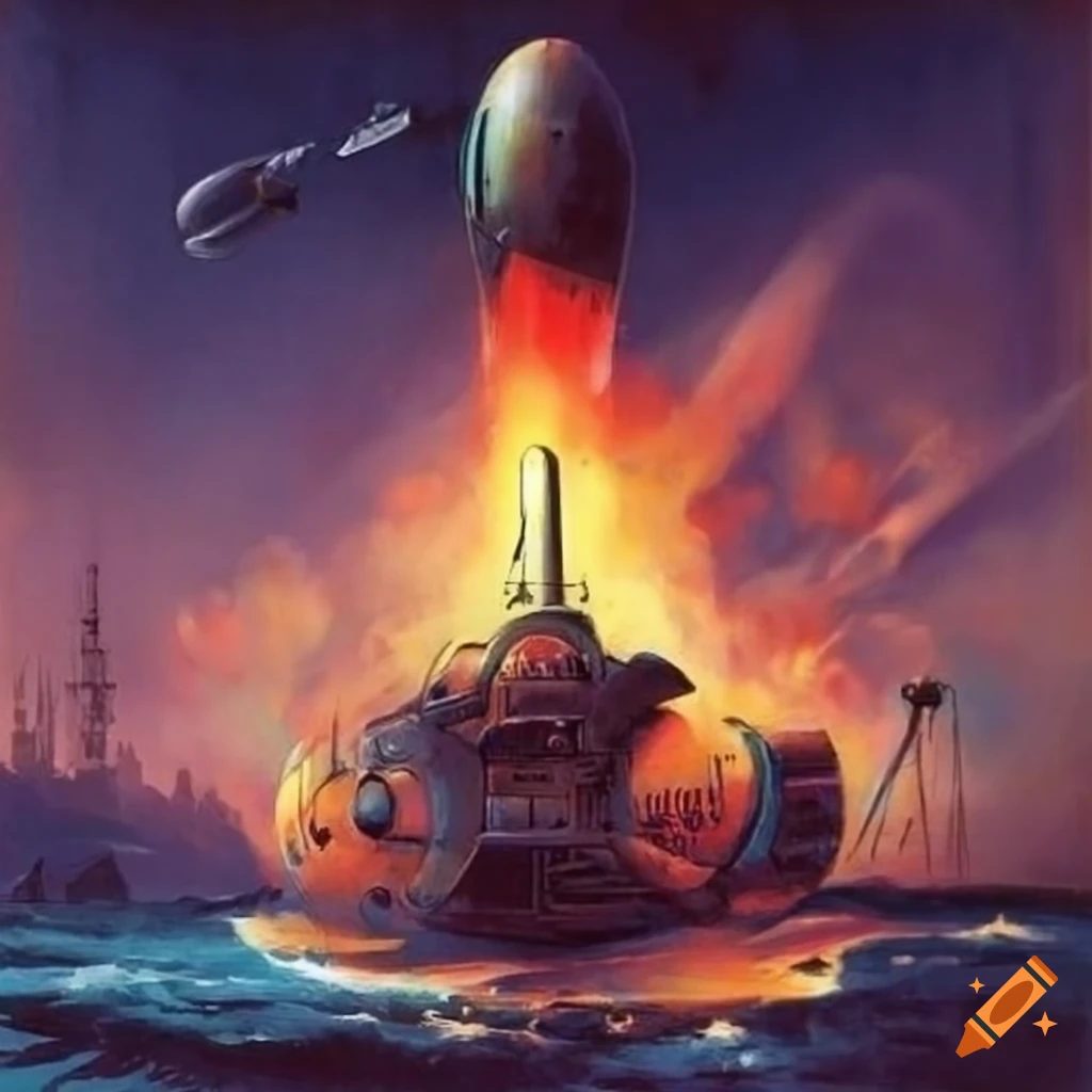 70s sci fi torpedo attack art