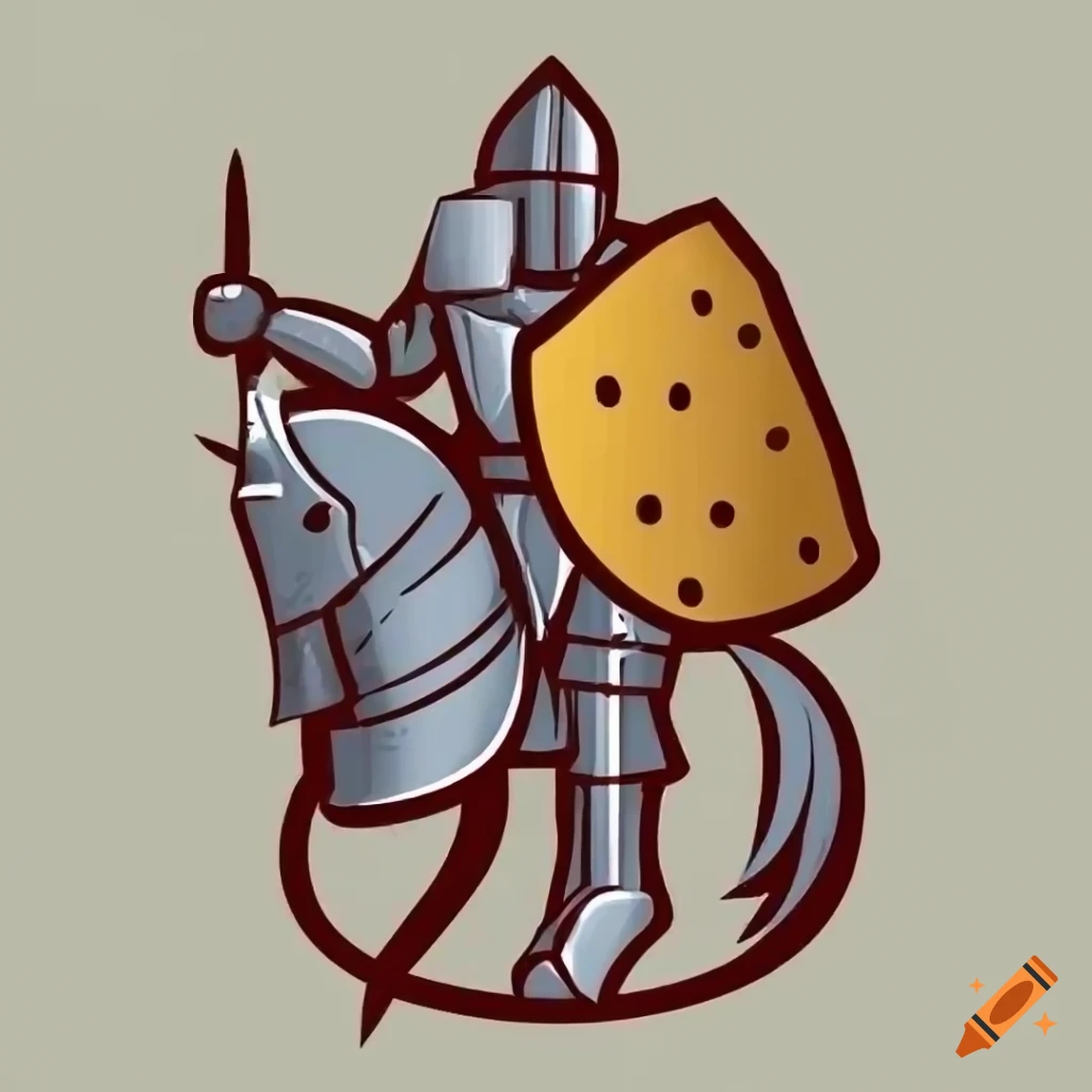 Medieval knight and cheese themed logo on Craiyon