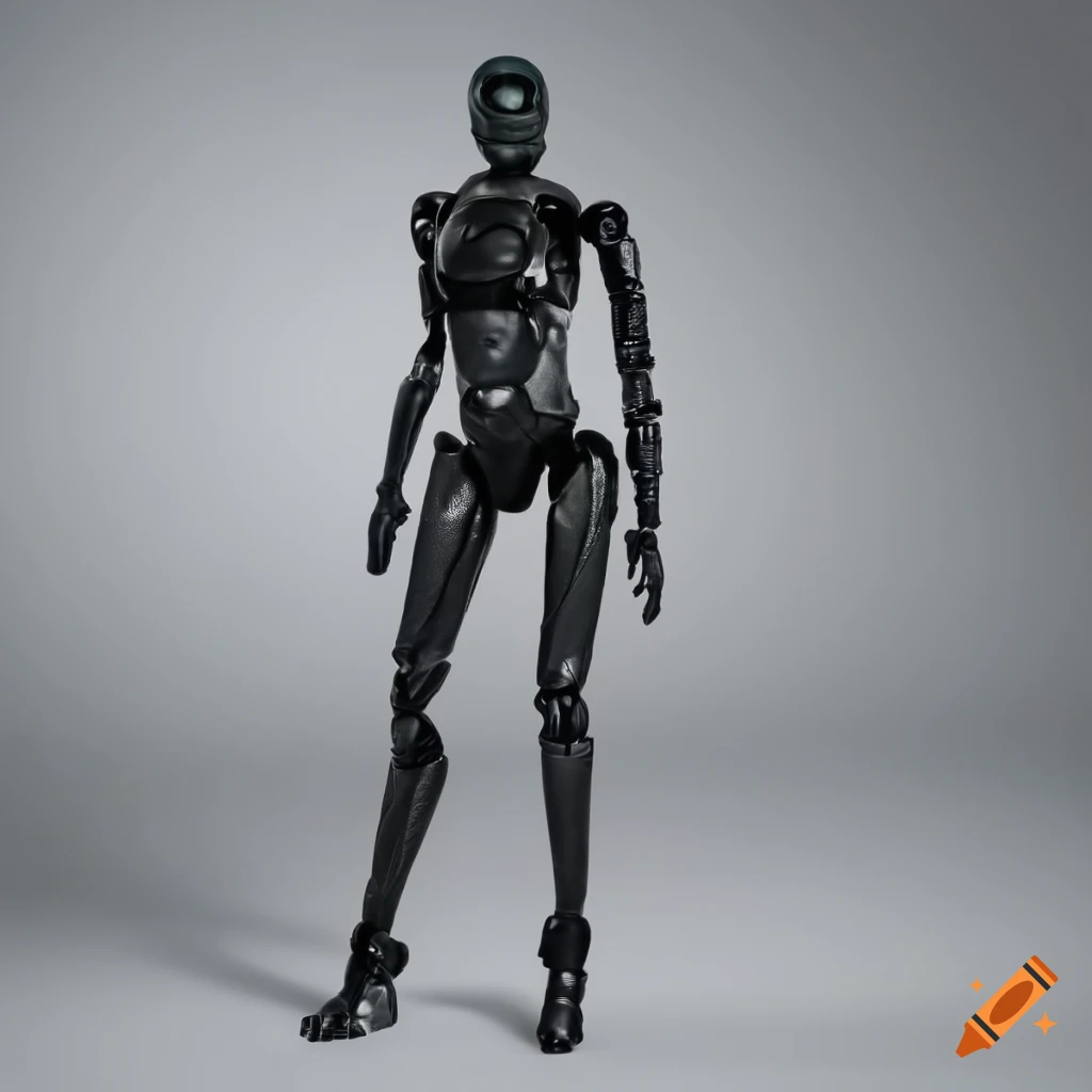 Tall black action female figure body humanoid robot