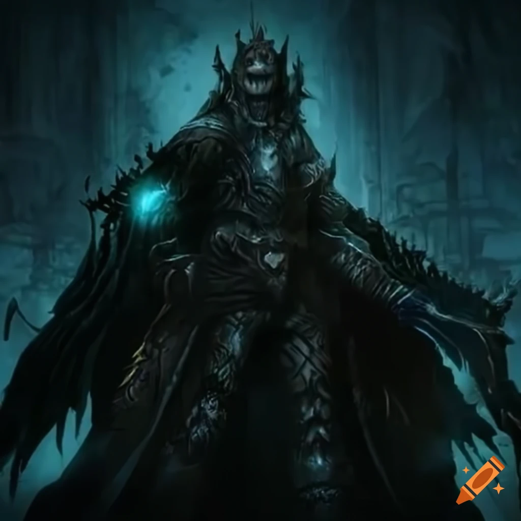 Fantasy boss epic stand in darkness