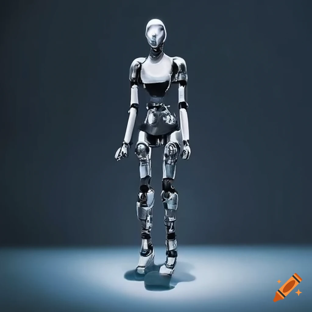 Female black action figure body humanoid robot long legs long arms on ...