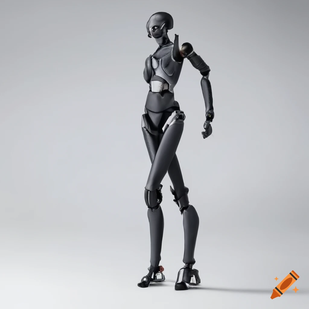 Female black action figure body humanoid robot long legs long arms on ...