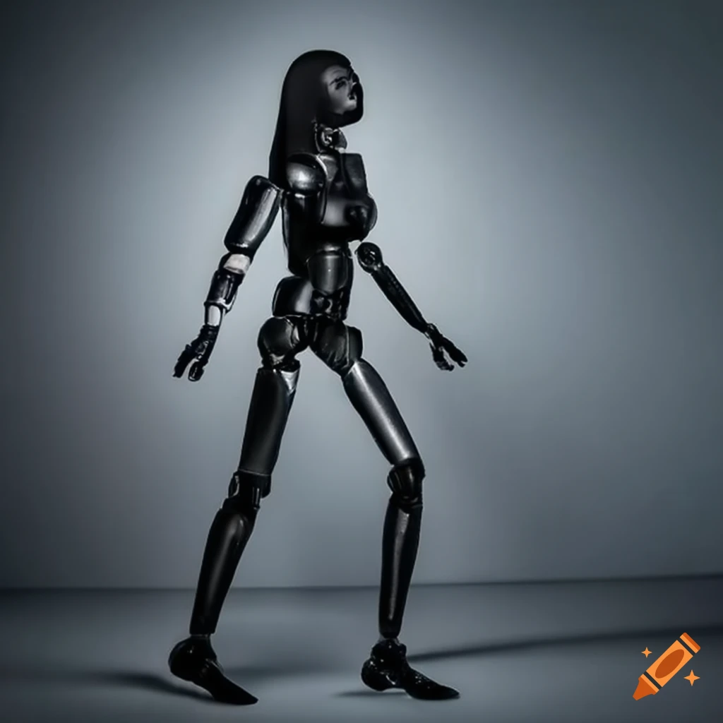 Female black action figure body humanoid robot long legs long arms