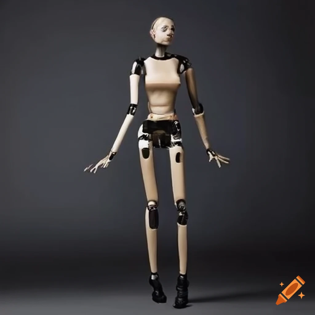 Female black action figure body humanoid robot long legs long arms on ...