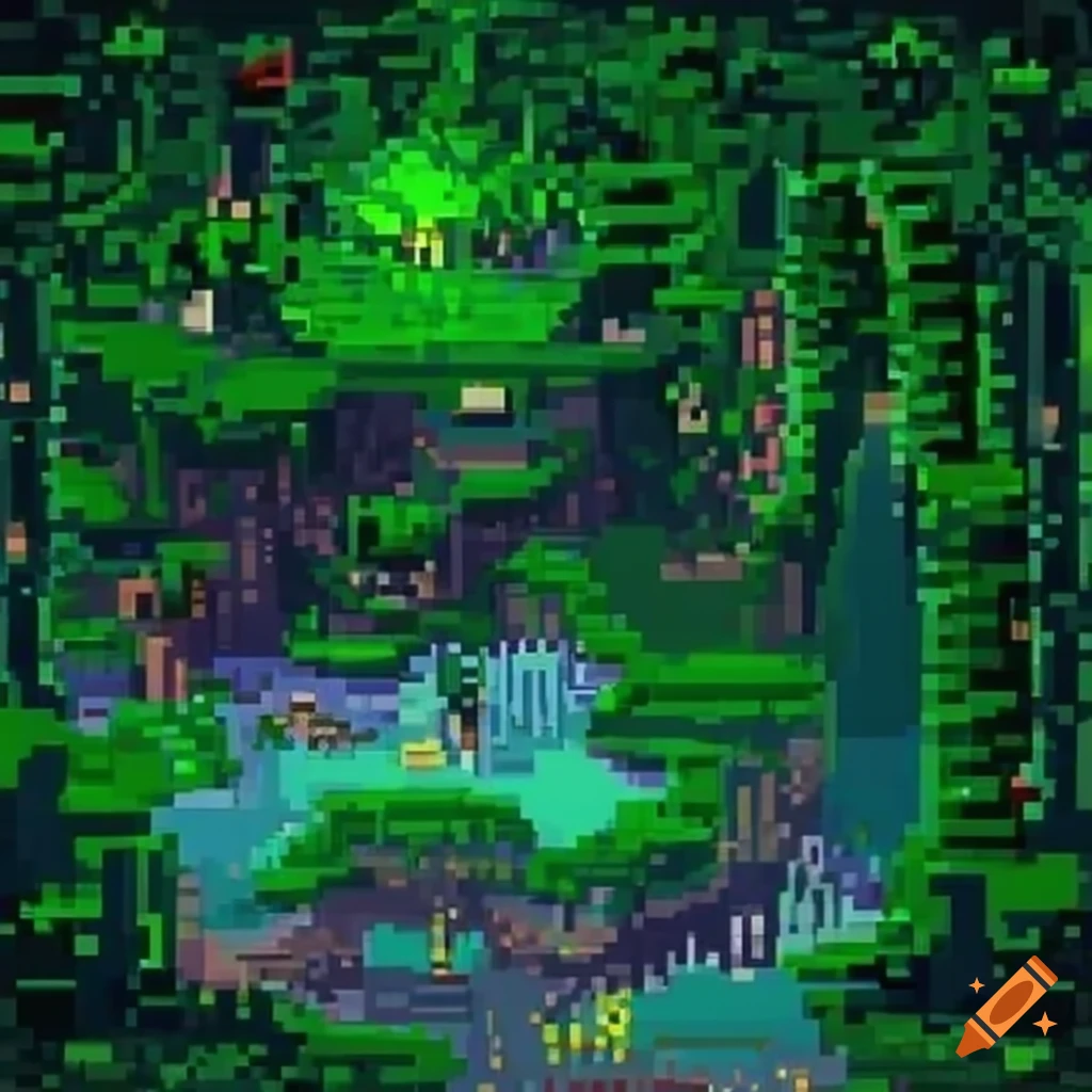 Inside a jungle, pixel art style