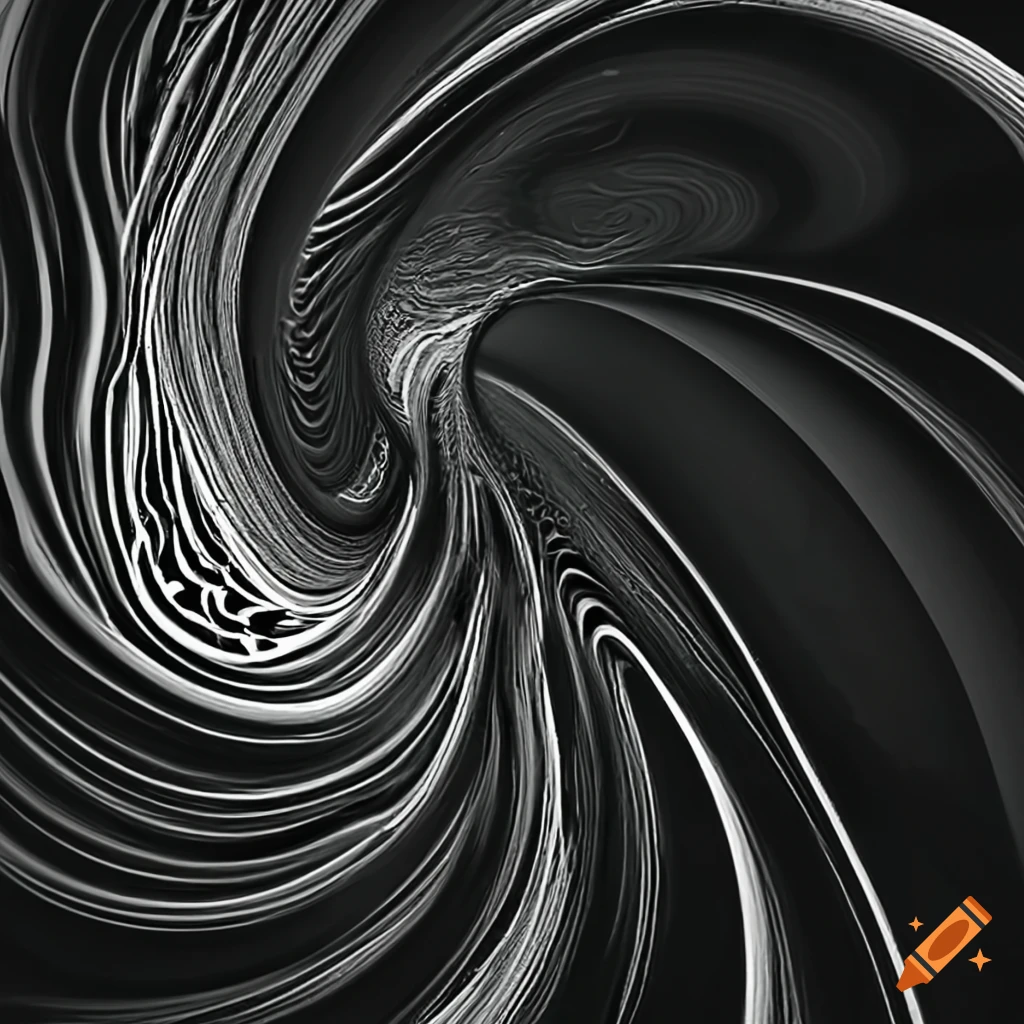 Swirling black and white waves of distortion on Craiyon