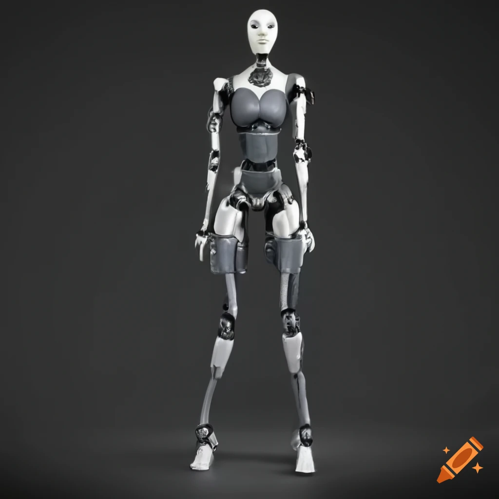 Tall black action female figure body humanoid robot