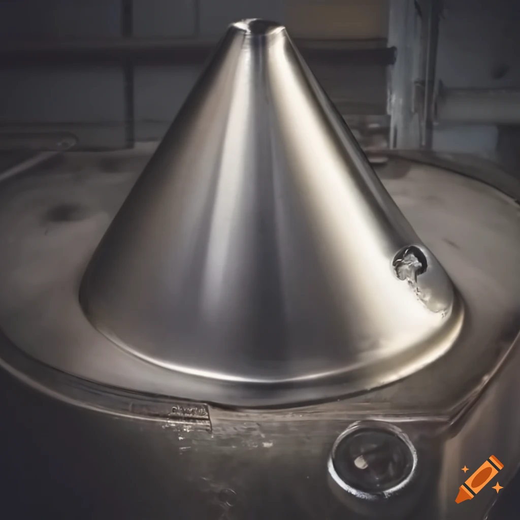 Stainless steel cone of a tank on Craiyon