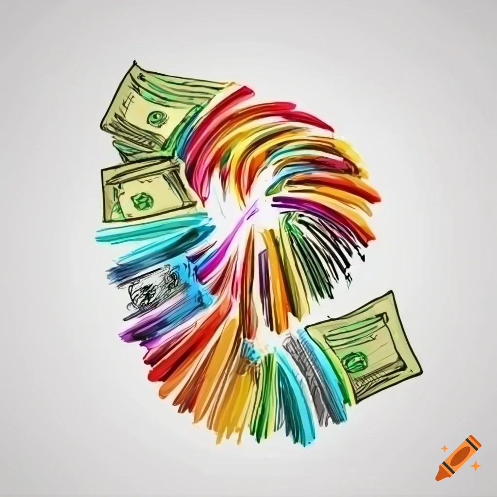 High quality, illustration, a cycle made of several money bills flowing ...