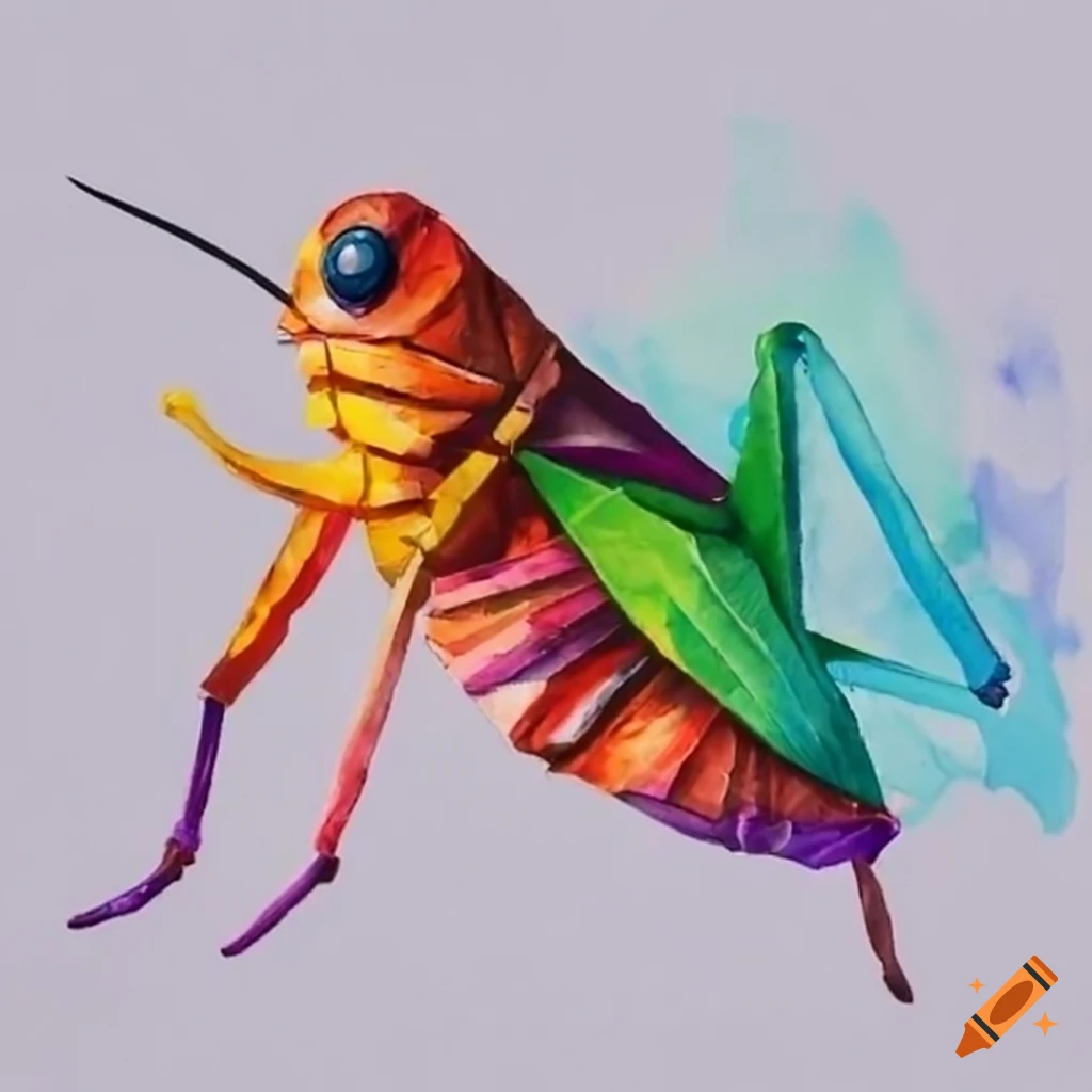 A folded cricket made from paper