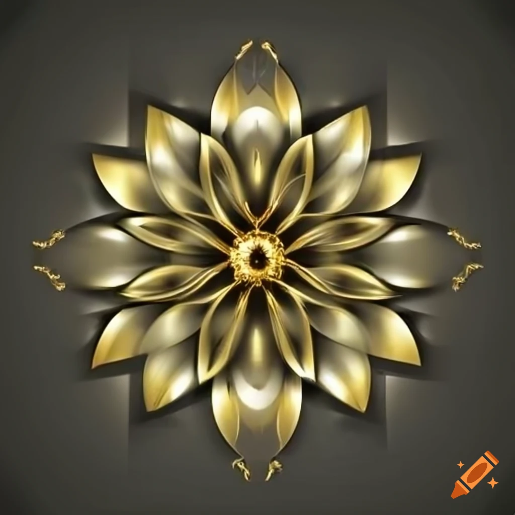 A beautiful platinum metallic design with a golden flower