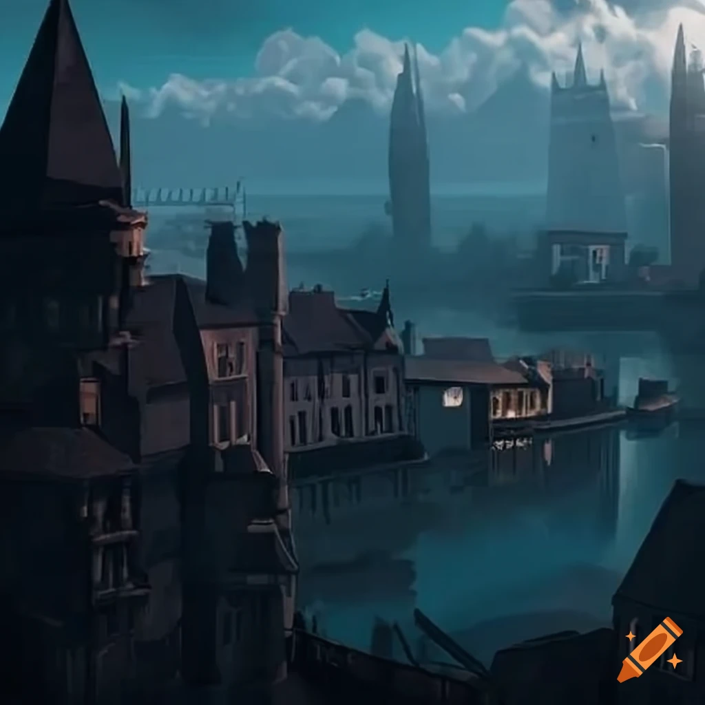 Big port city medieval on Craiyon