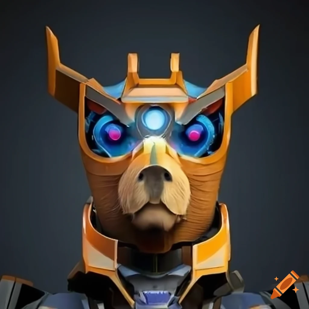 Capybara dressed as a transformer robot
