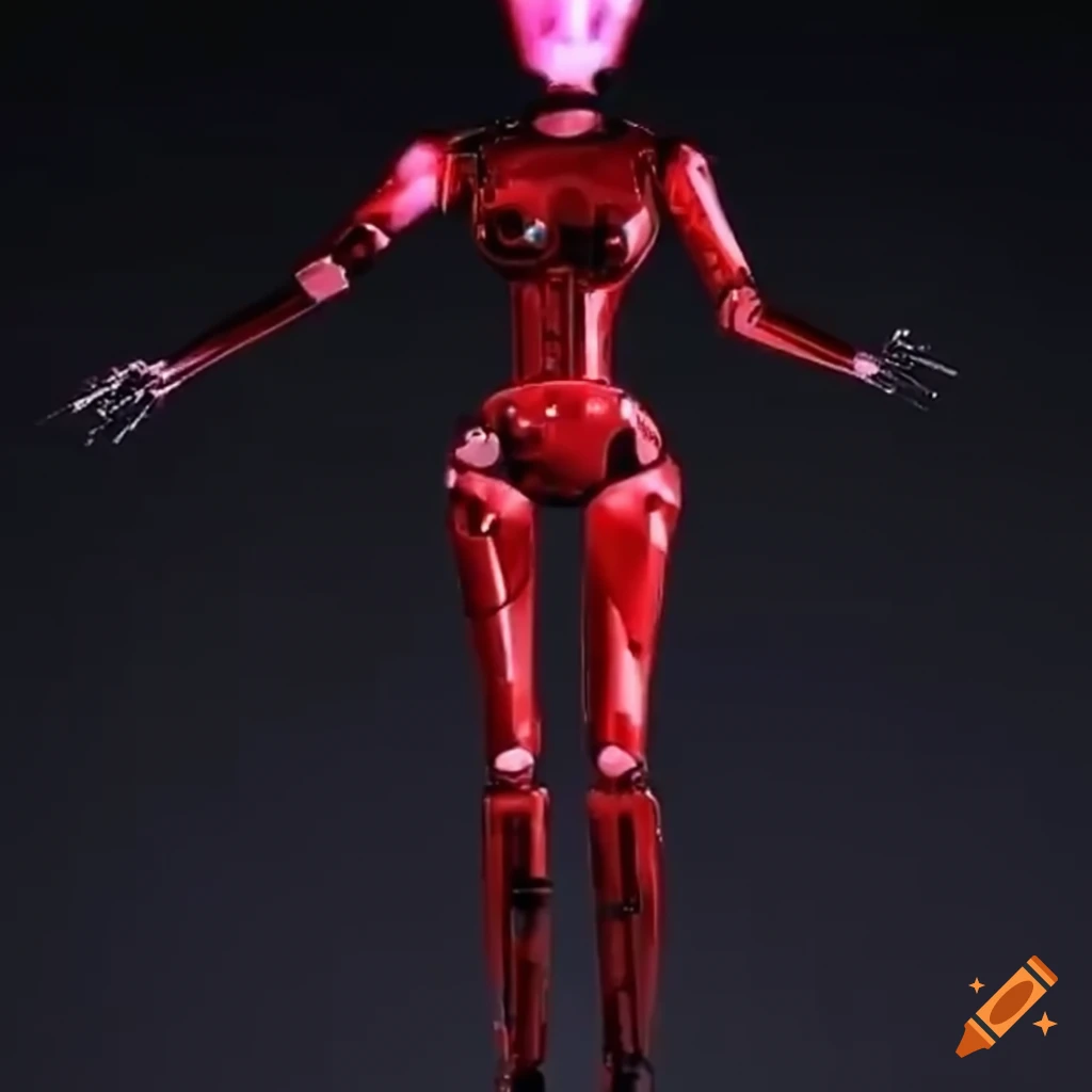A beautiful female black-red-transparent robot on Craiyon