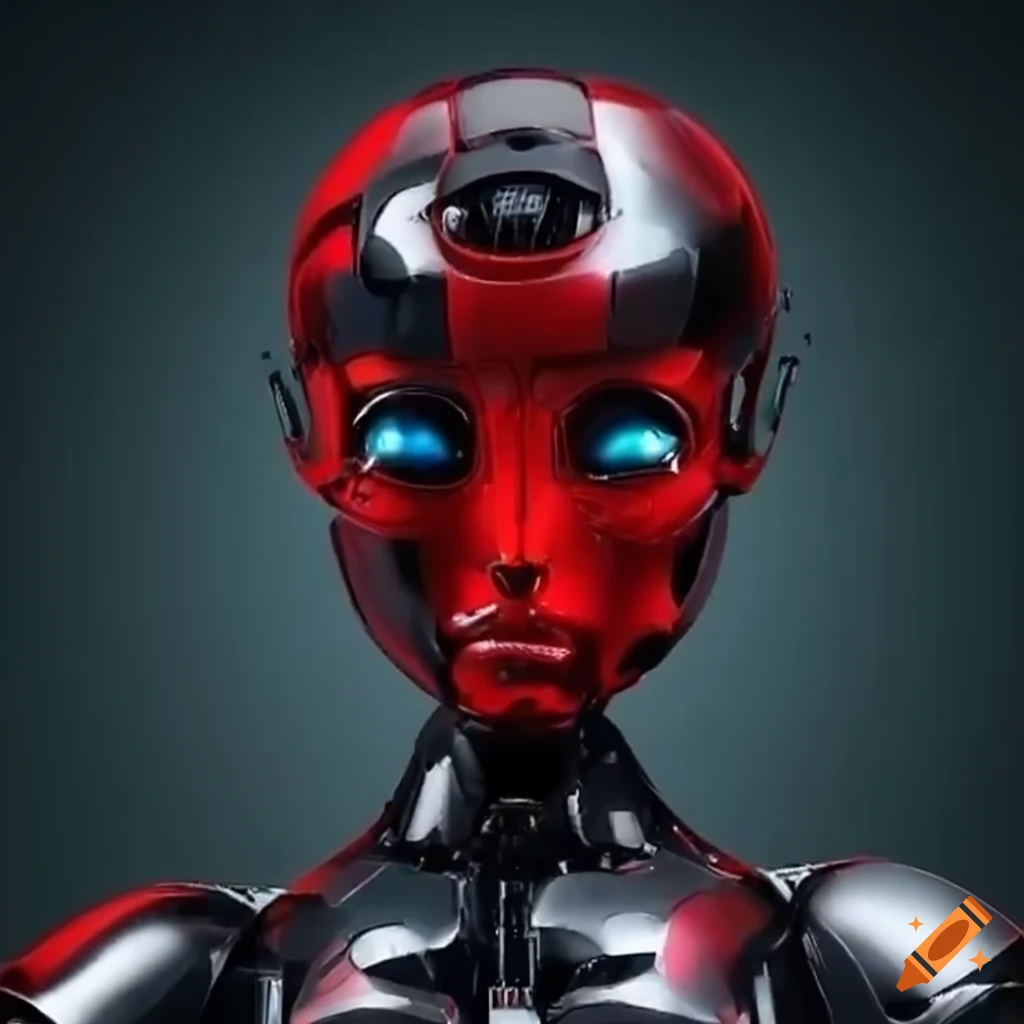 A beautiful female black-red-transparent robot on Craiyon