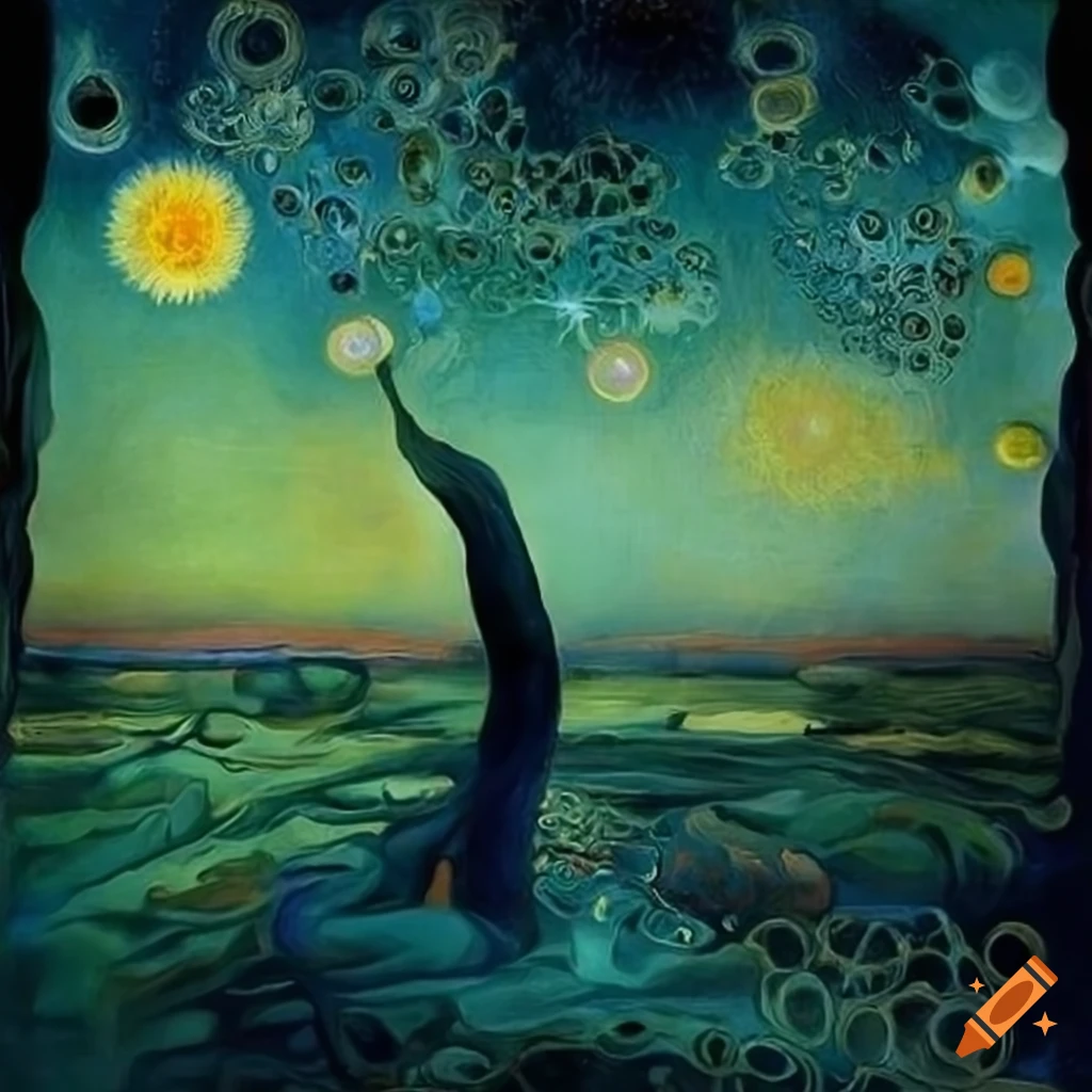 Surreal planets, shaded fragments, glowing orbs, dreamy landscapes ...