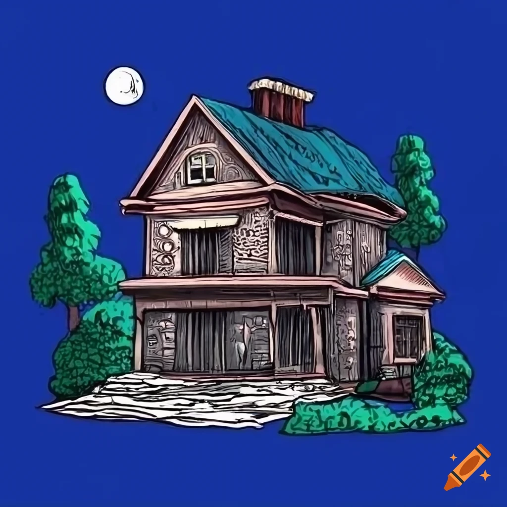 Old house in coloring book style