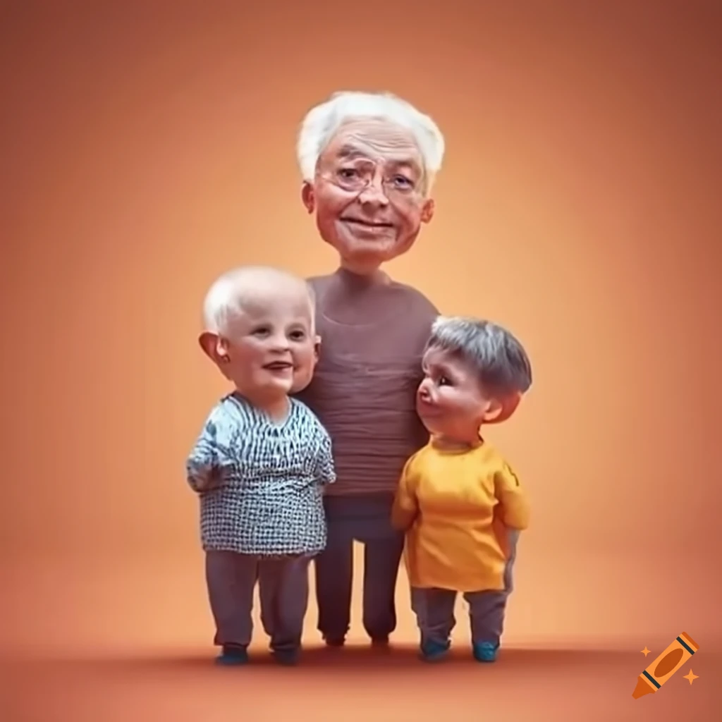 Old father happy with his family