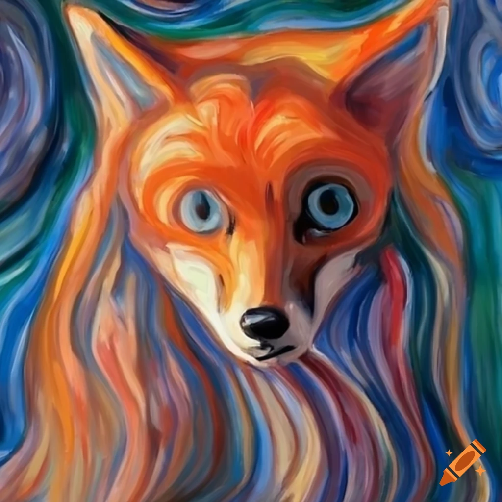 Fox paint in edvard munch style