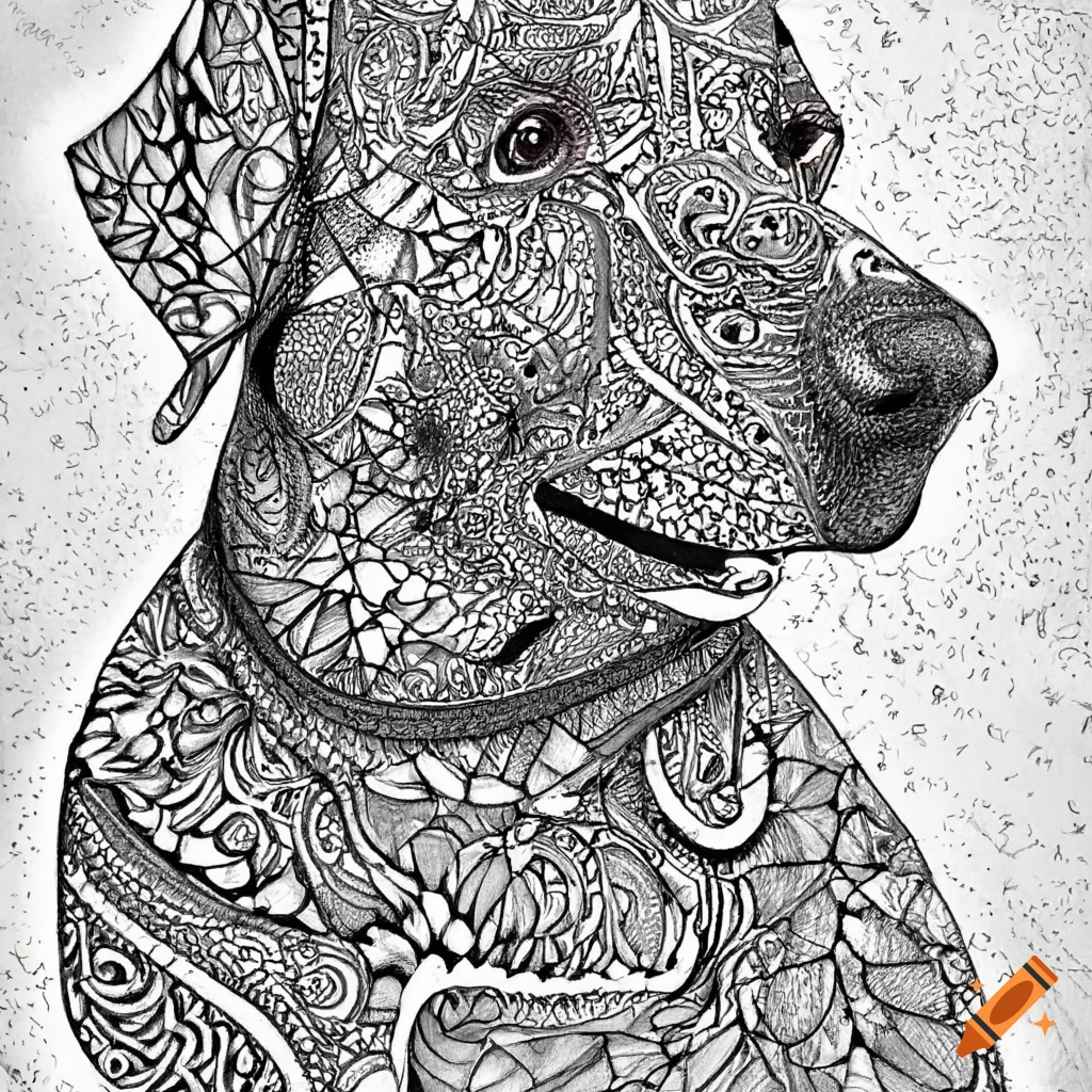 Zentangle labrador portrait