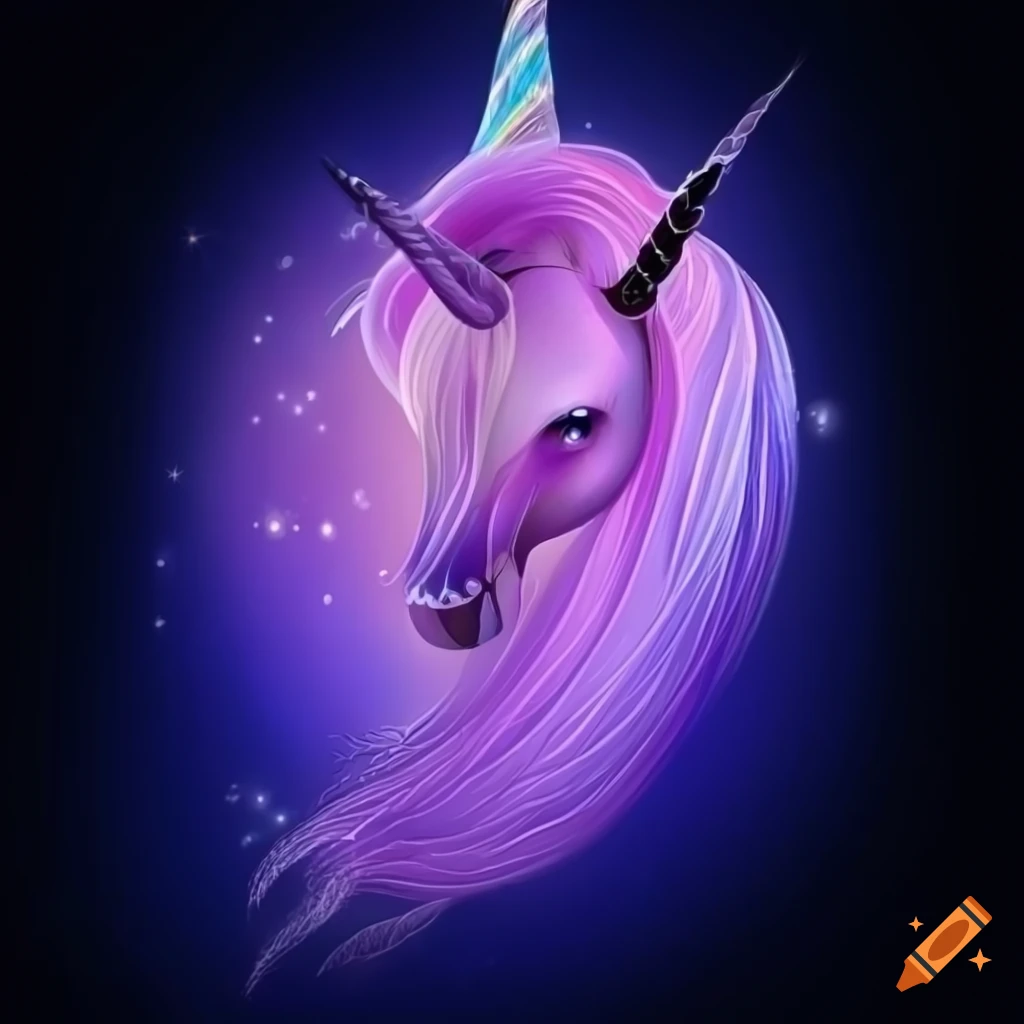 Artistic illustration of a majestic unicorn with a beautiful mane on Craiyon
