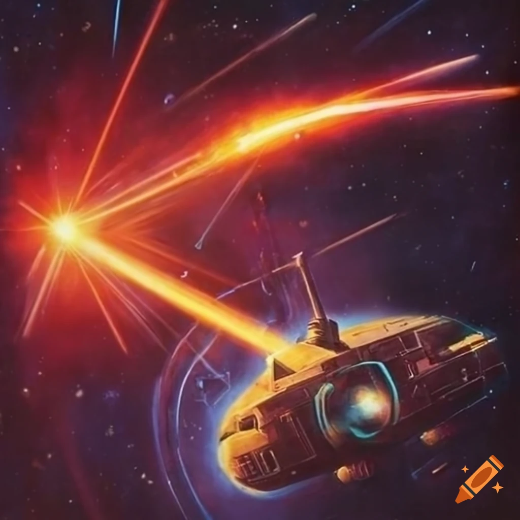 70s sci fi laser attack art