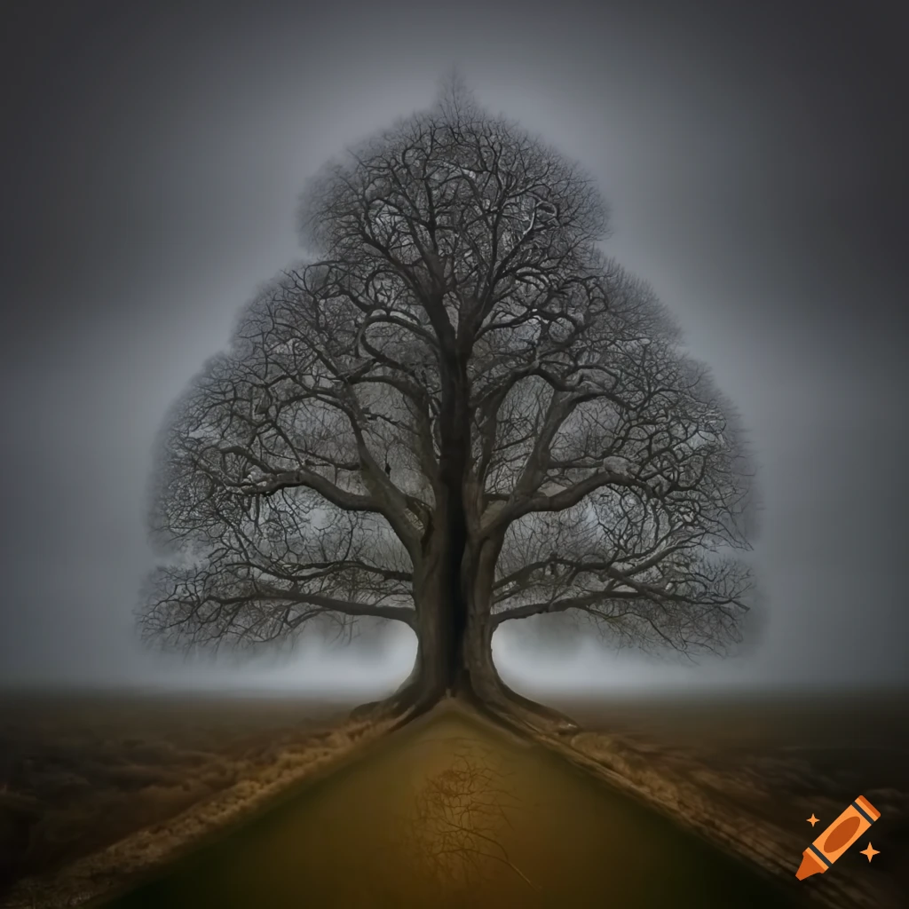 Strange wrought fractal tree in a field on Craiyon