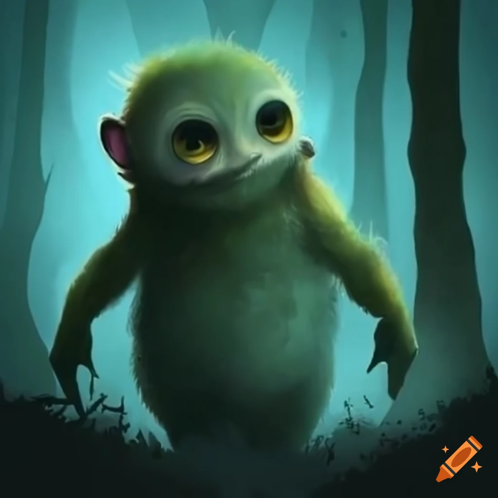 An adorable fantastical creature walking out of the woods on Craiyon